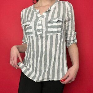Faith and Joy | Tops | Faith And Joy La Grey And White Striped Blouse ...